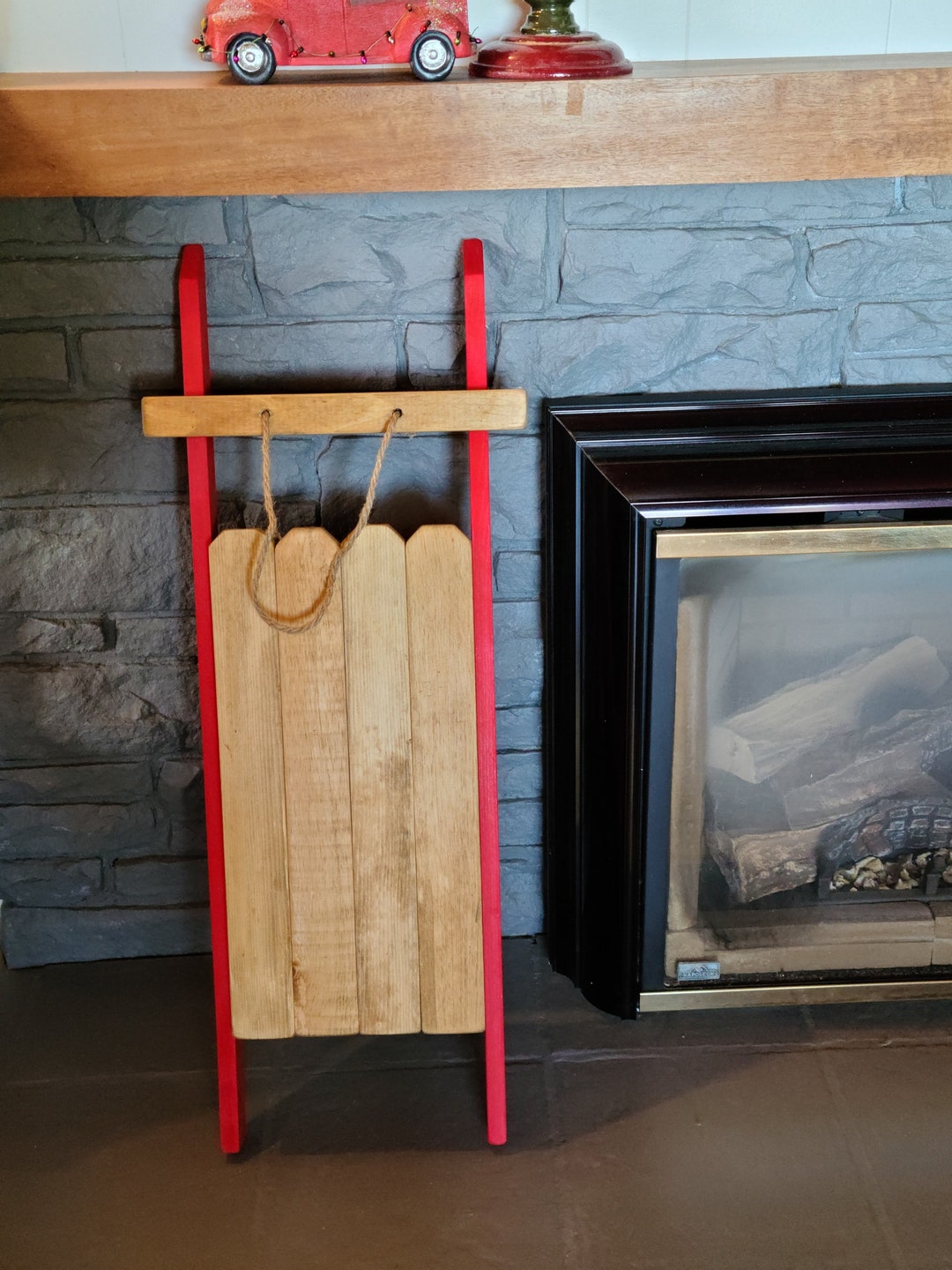 Christmas Sled Front Porch Decor, 36 Inches Tall Wood Personalized Sign ...