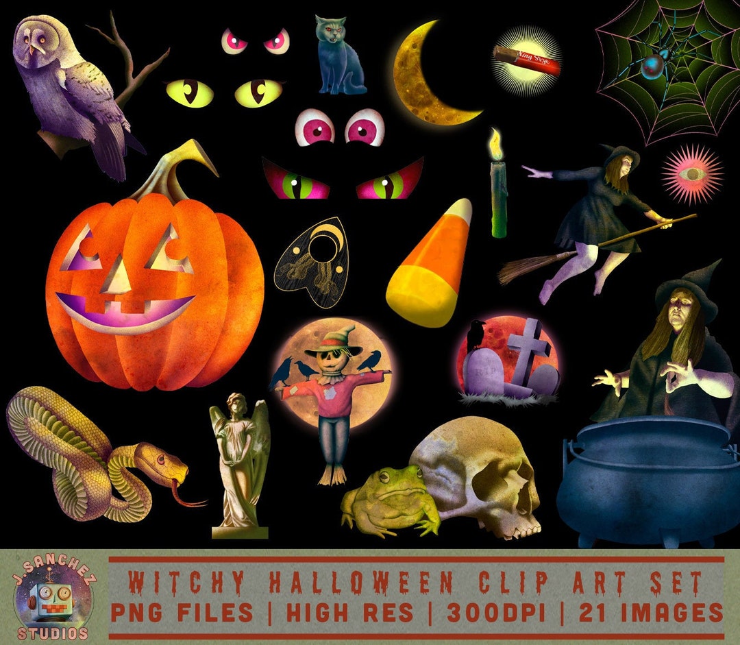 Halloween Clipart | Witchy Halloween Clipart | Digital Instant Download ...