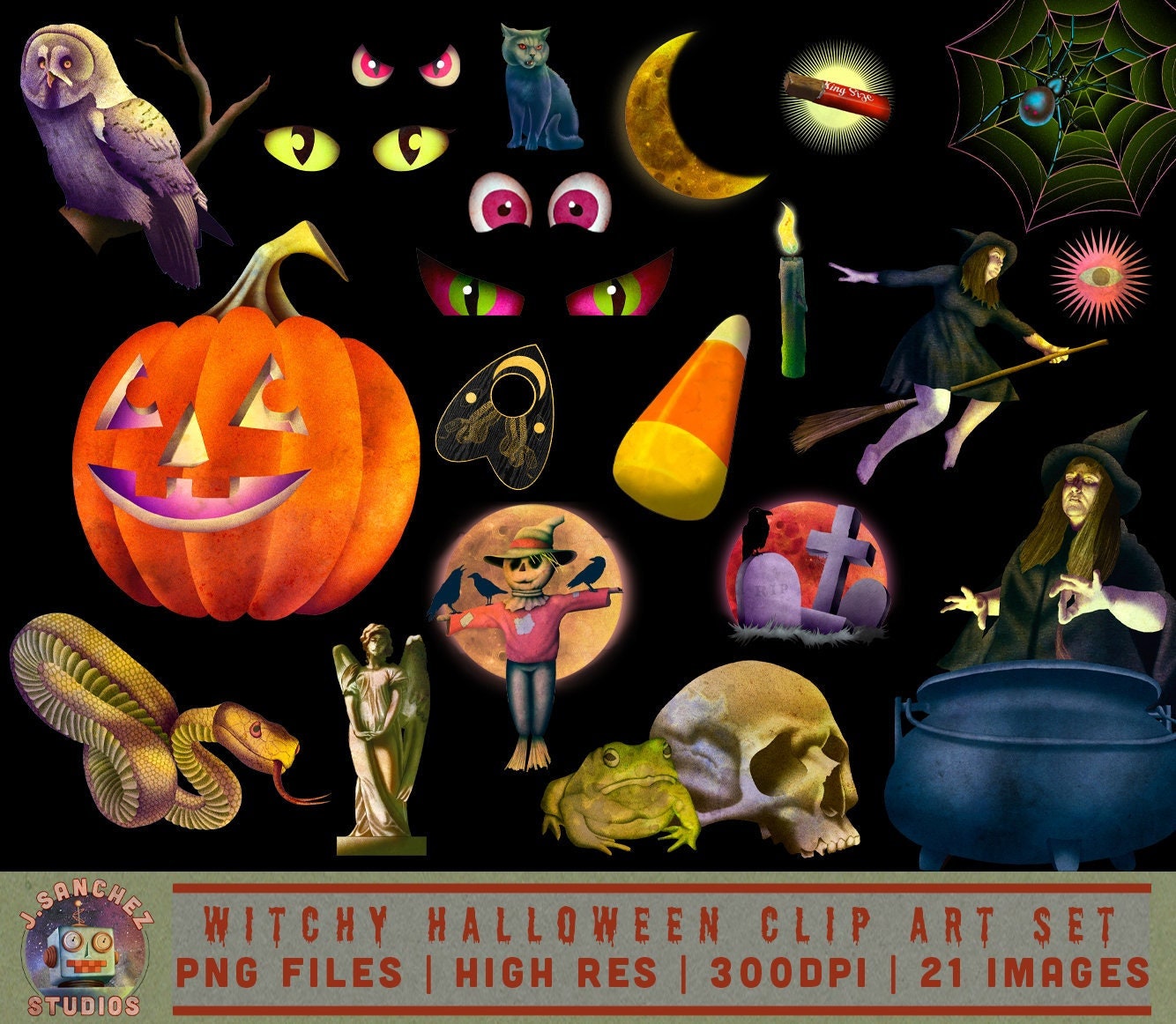 Halloween Clipart | Witchy Halloween Clipart | Digital Instant Download ...