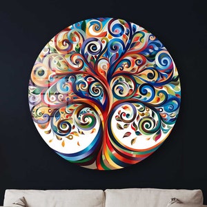 Tree of Life Round Shape Glass Wall Art - Tempered Glass Canvas Art ...