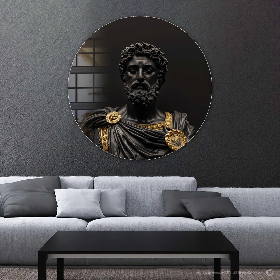 Marcus Aurelius Glass Wall Art Round Shape Glass Wall Art - Large ...
