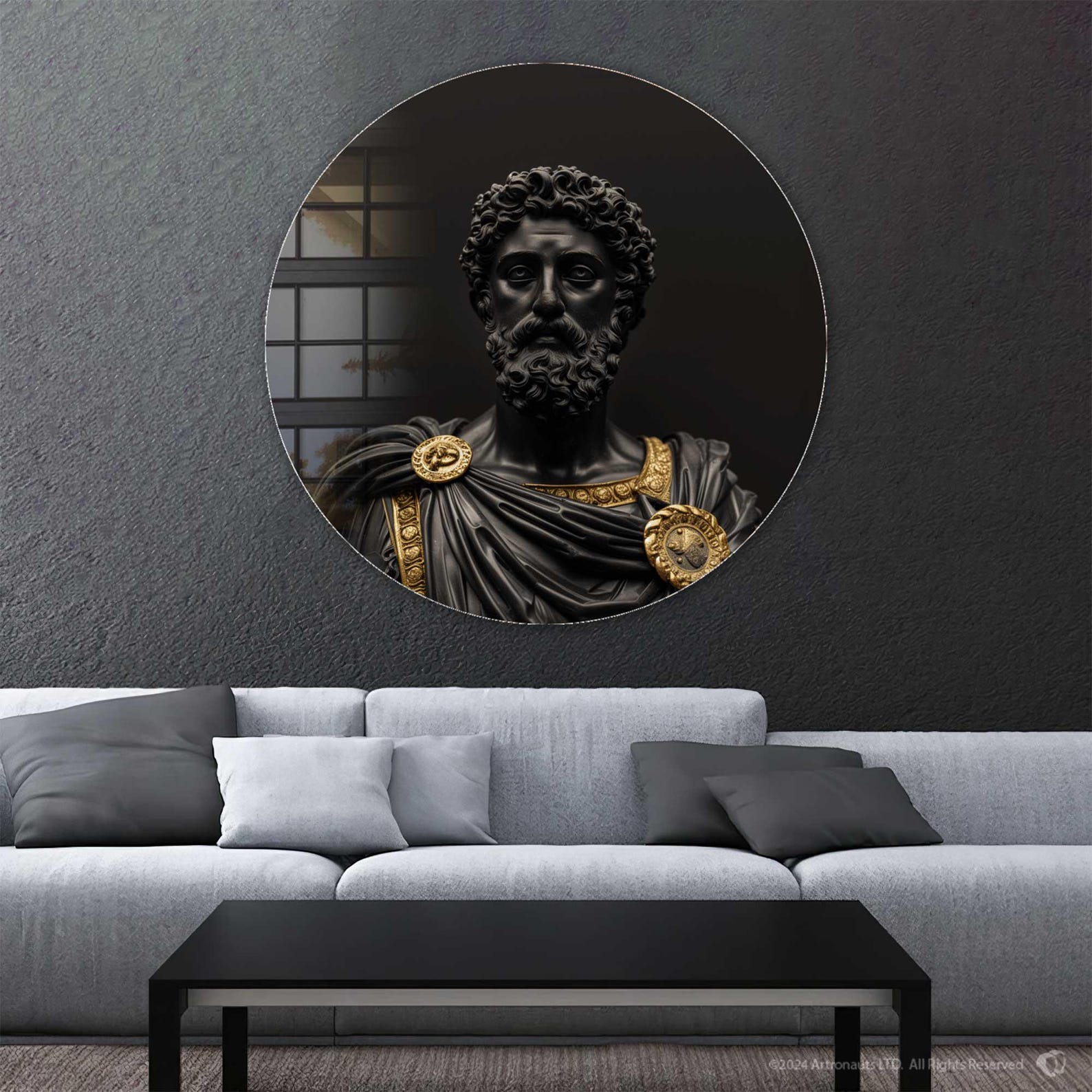 Marcus Aurelius Glass Wall Art Round Shape Glass Wall Art - Large ...
