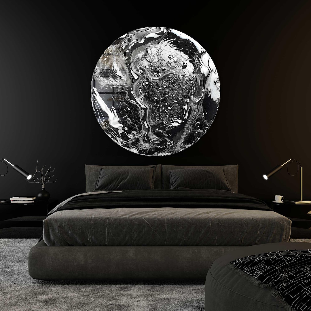 ABSTRACT Glass Wall Art Round Shape Glass Wall Art - Large Tempered ...