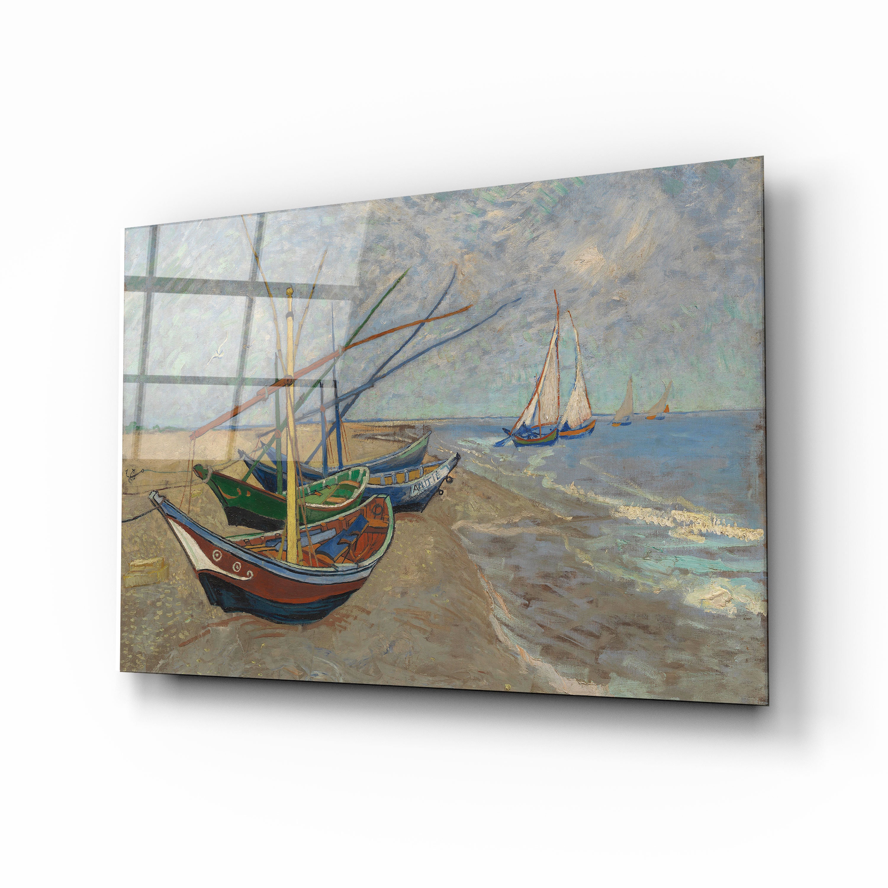 Fishing Boats Glass Wall Art Tempered Glass, Famous Art, Van Gogh ...