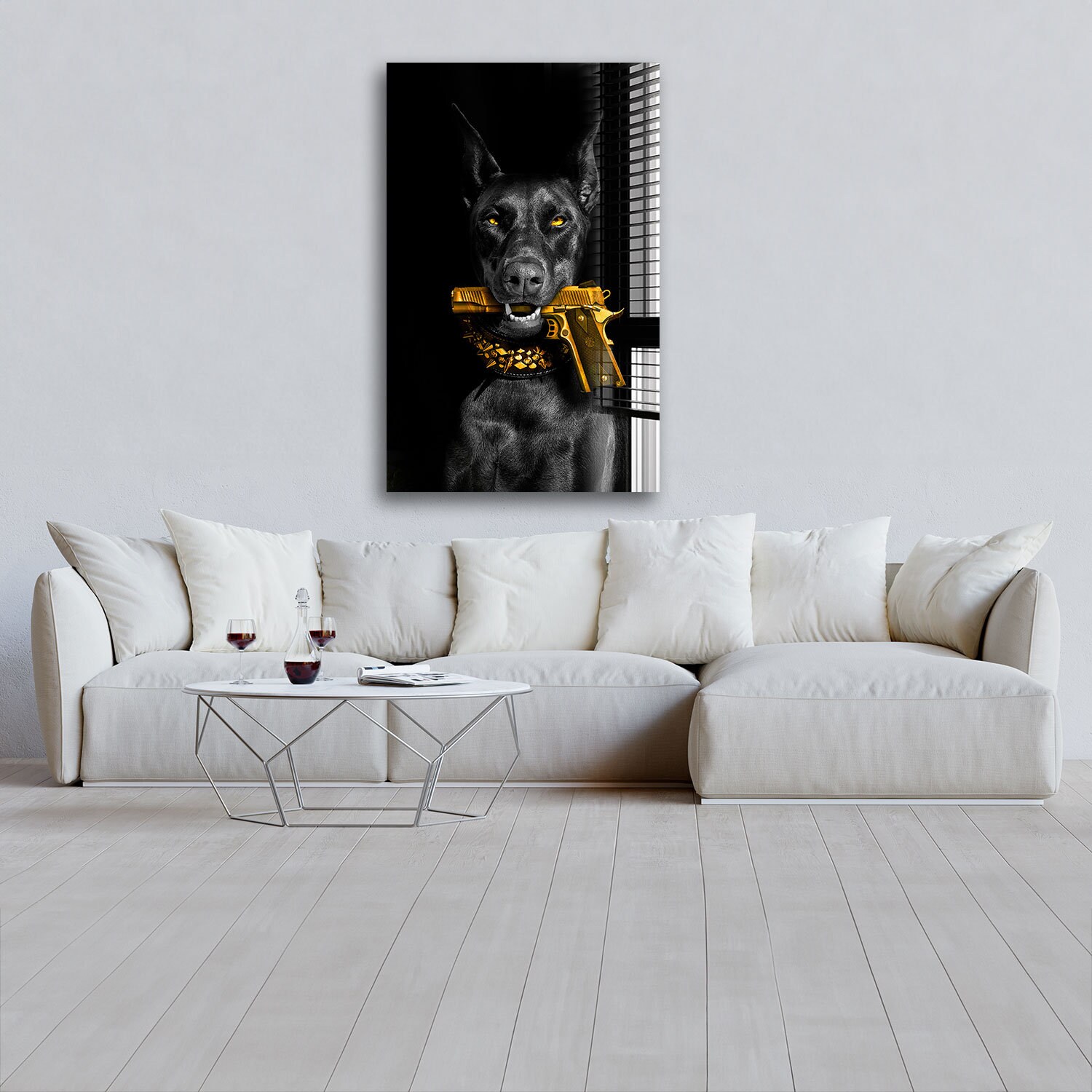 Doberman Glass Wall Art Large Canvas Decor Hanging Printing Panel ...