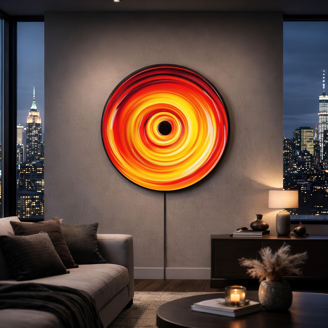 Glass Wall Art– Vortex Backlit LED Round Abstract Wall Panel, Modern ...