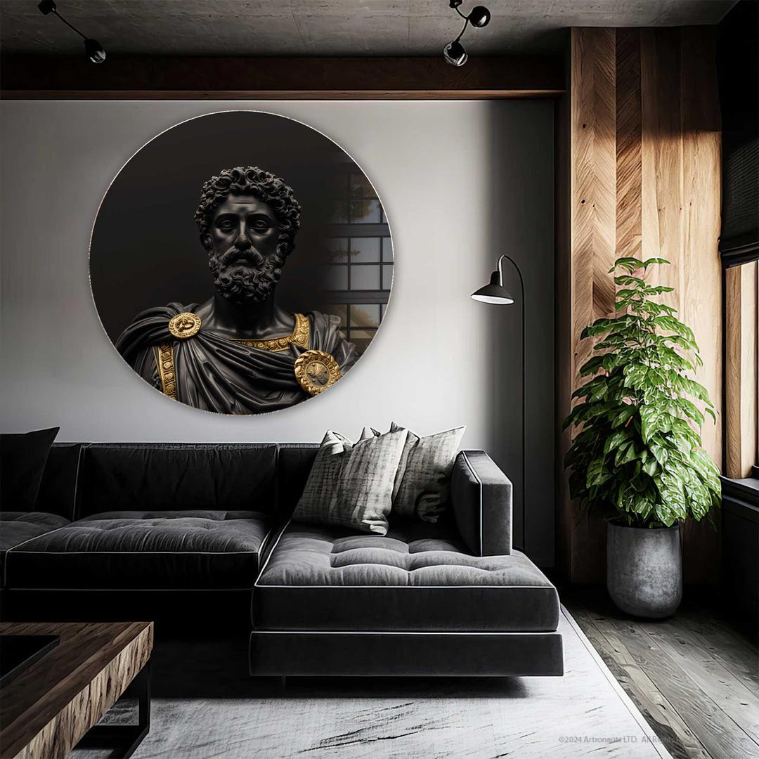 Marcus Aurelius Glass Wall Art Round Shape Glass Wall Art Large ...