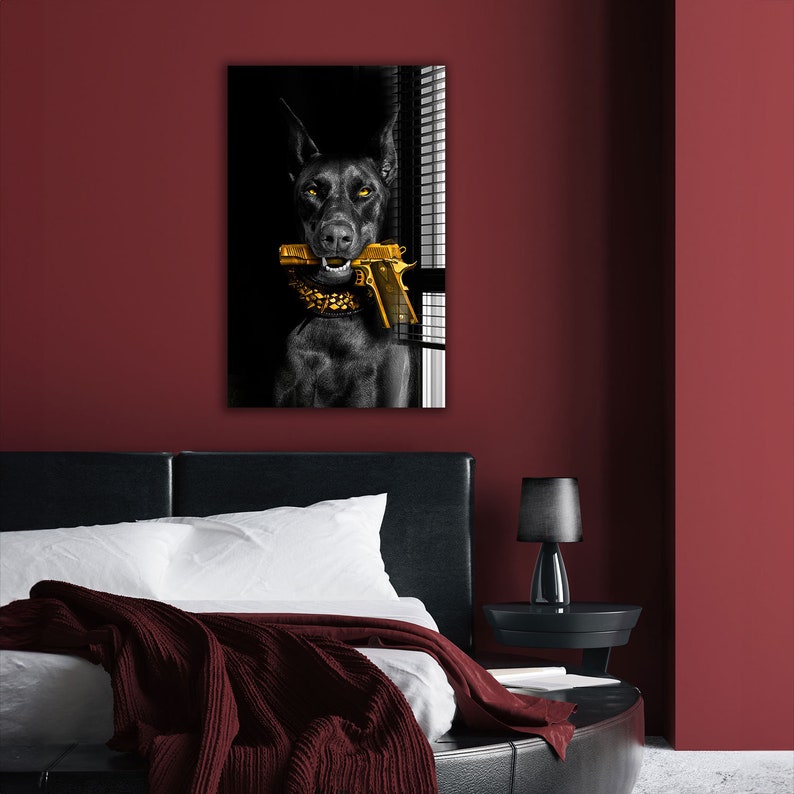 Doberman Glass Wall Art Large Canvas Decor Hanging Printing Panel ...