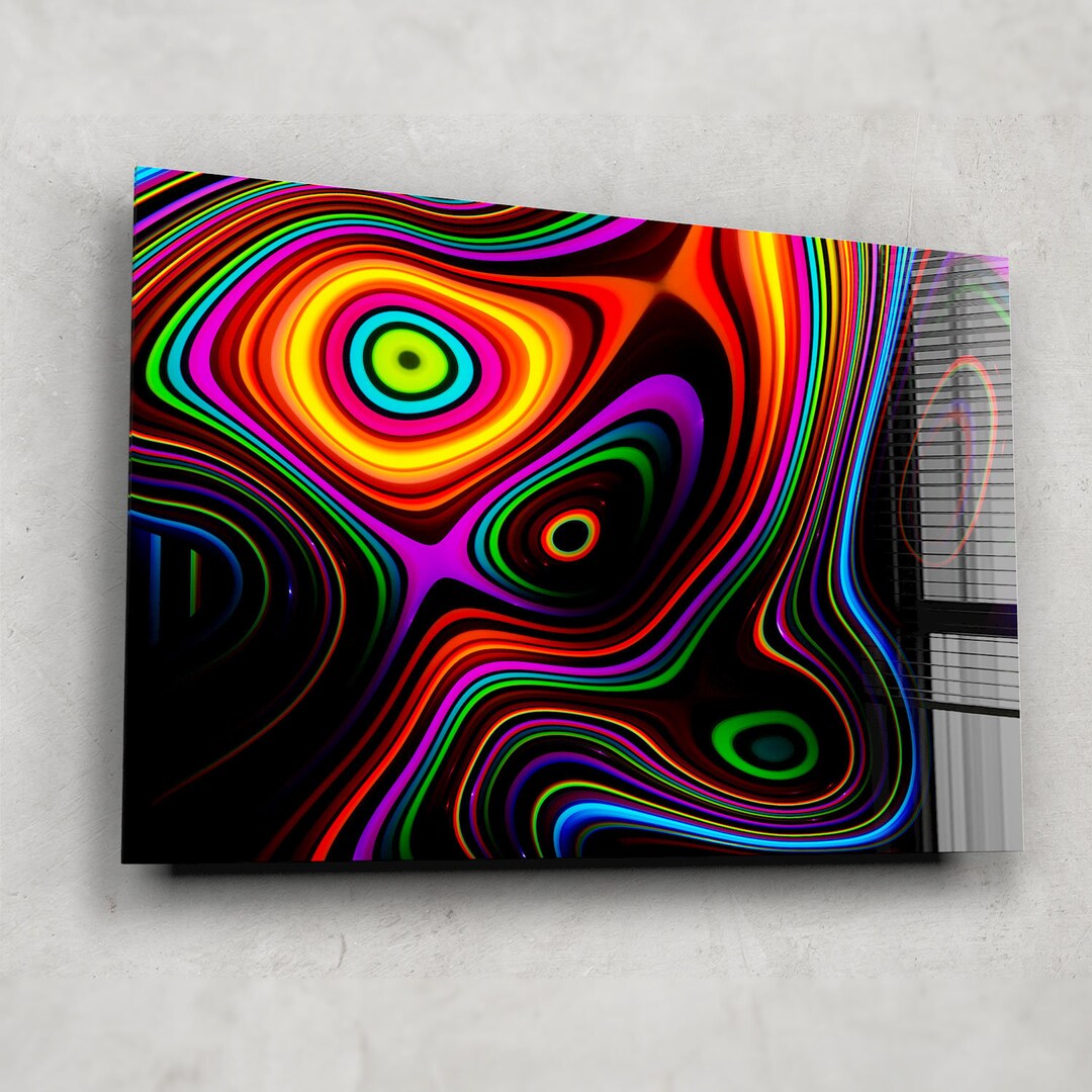 Vibrant Abstract Tempered Glass Wall Art Large Wall Art Colorful ...