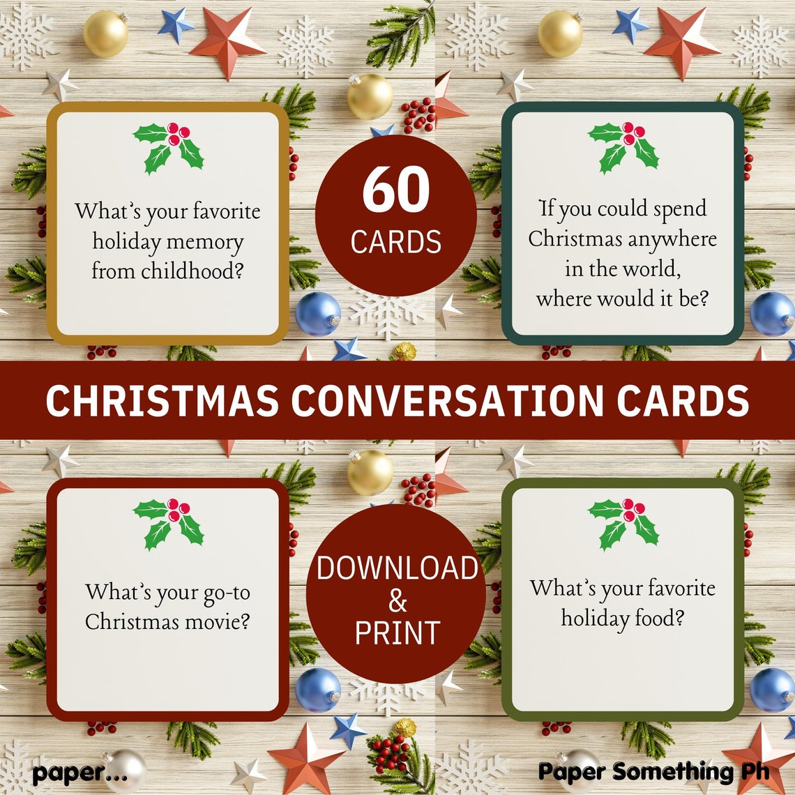 Christmas Conversation Cards, Conversation Starter, Christmas ...