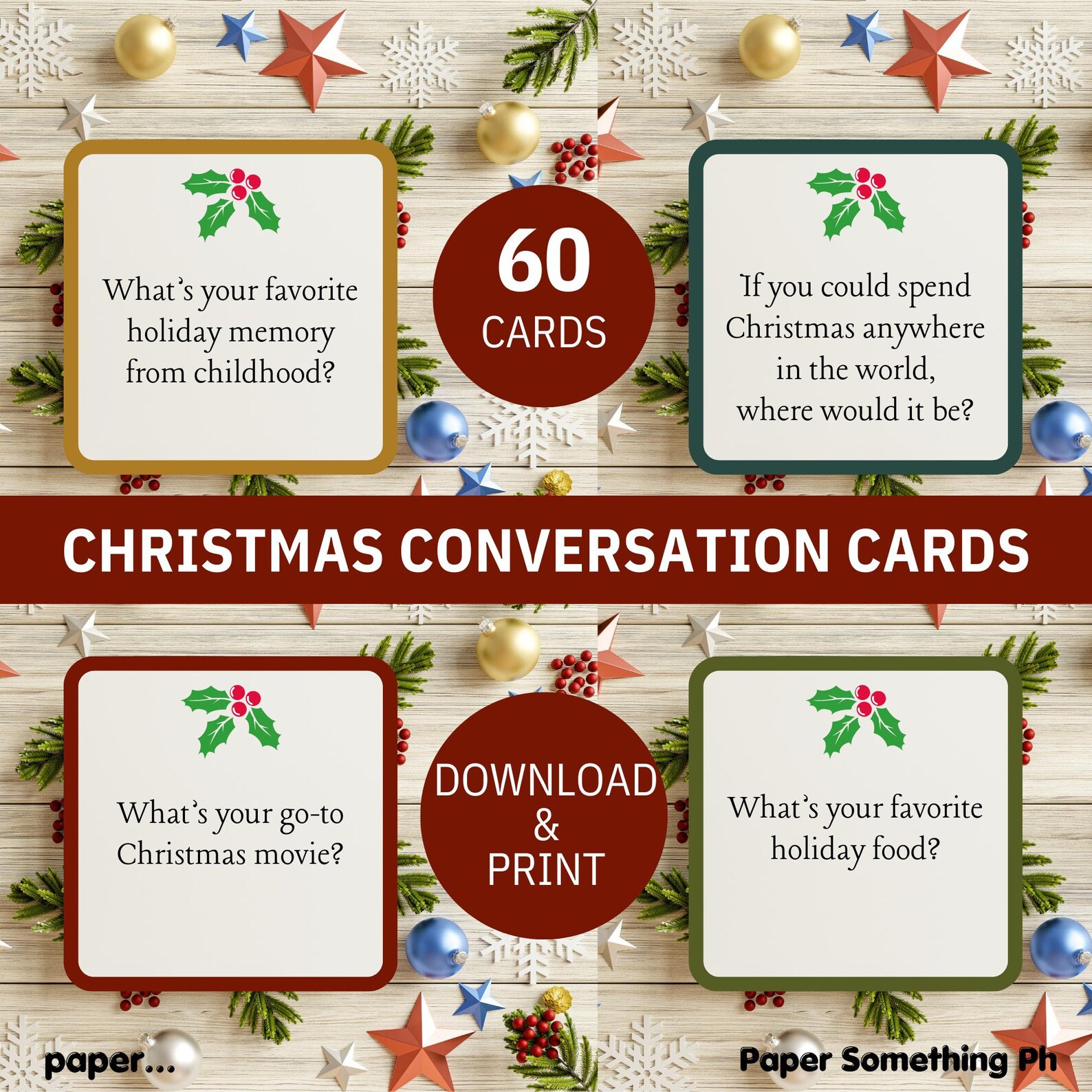 Christmas Conversation Cards, Conversation Starter, Christmas ...