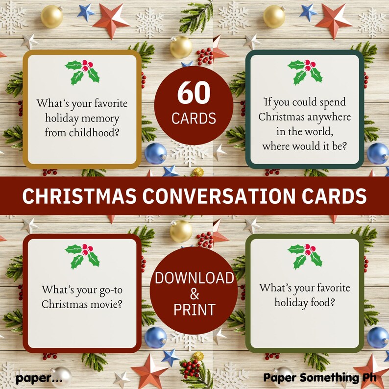 Christmas Conversation Cards, Conversation Starter, Christmas ...