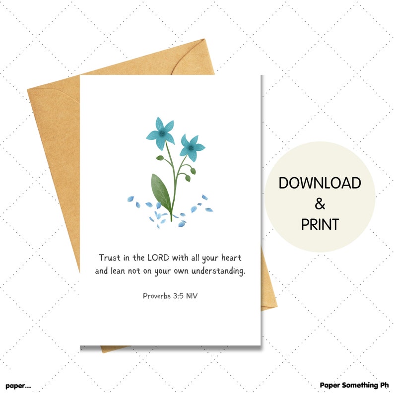 Proverbs 3:5 NIV Bible Verse Card, Printable Christian Catholic Card - Etsy