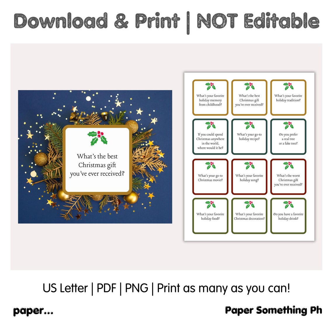 Christmas Conversation Cards, Conversation Starter, Christmas ...