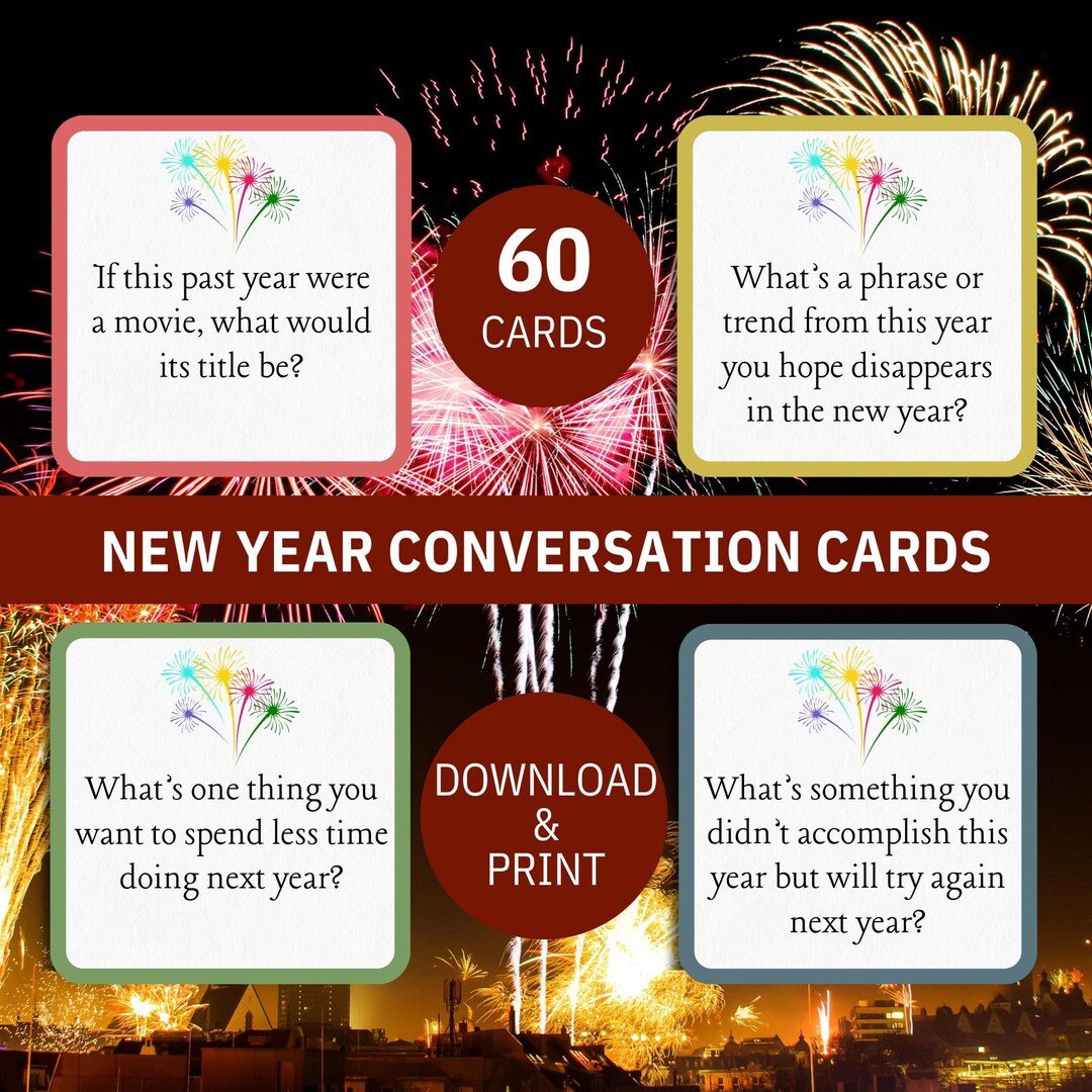 New Year Conversation Cards, Conversation Starter, New Year Icebreaker ...