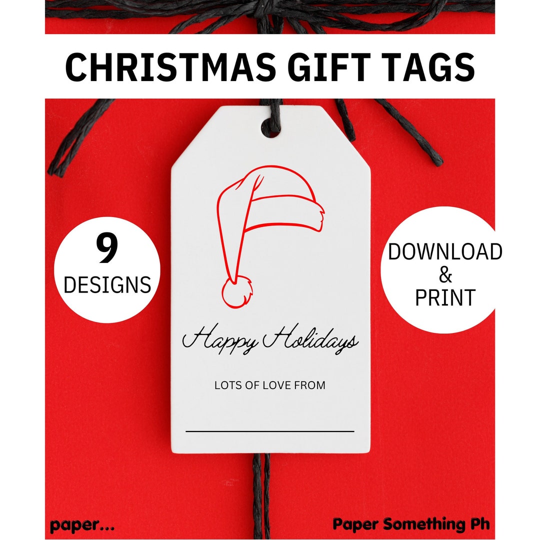 Christmas Gift Tag Printable, Happy Holidays Tag - Etsy