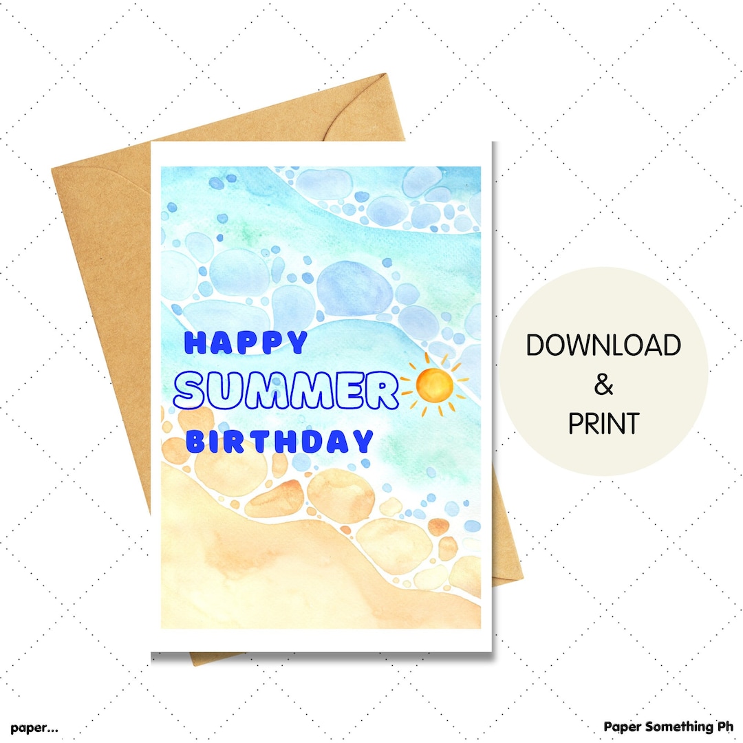 Summer Birthday Card, Happy Summer Birthday, Beach Greeting Card - Etsy