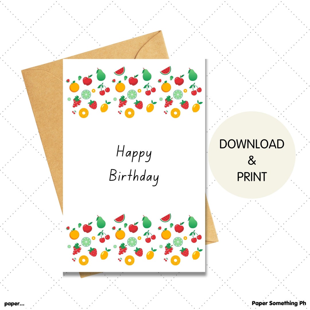 Fruits Happy Birthday Printable Greeting Card - Etsy