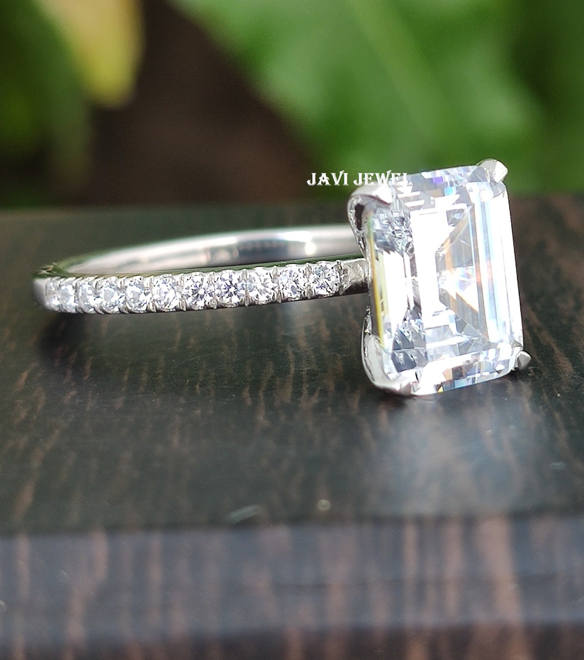 2 CT Emerald Cut Diamond Ring Emerald Cut Solitaire Accent | Etsy