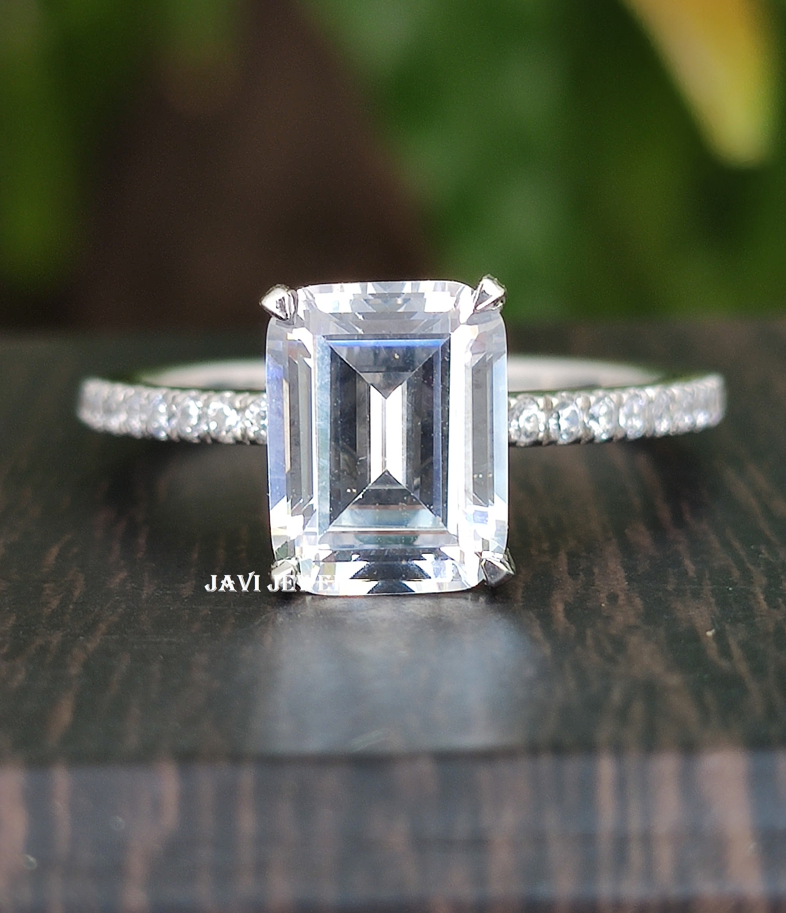 2 CT Emerald Cut Diamond Ring Emerald Cut Solitaire Accent | Etsy