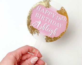 Personalised Gold Leaf Cake Topper - Etsy UK