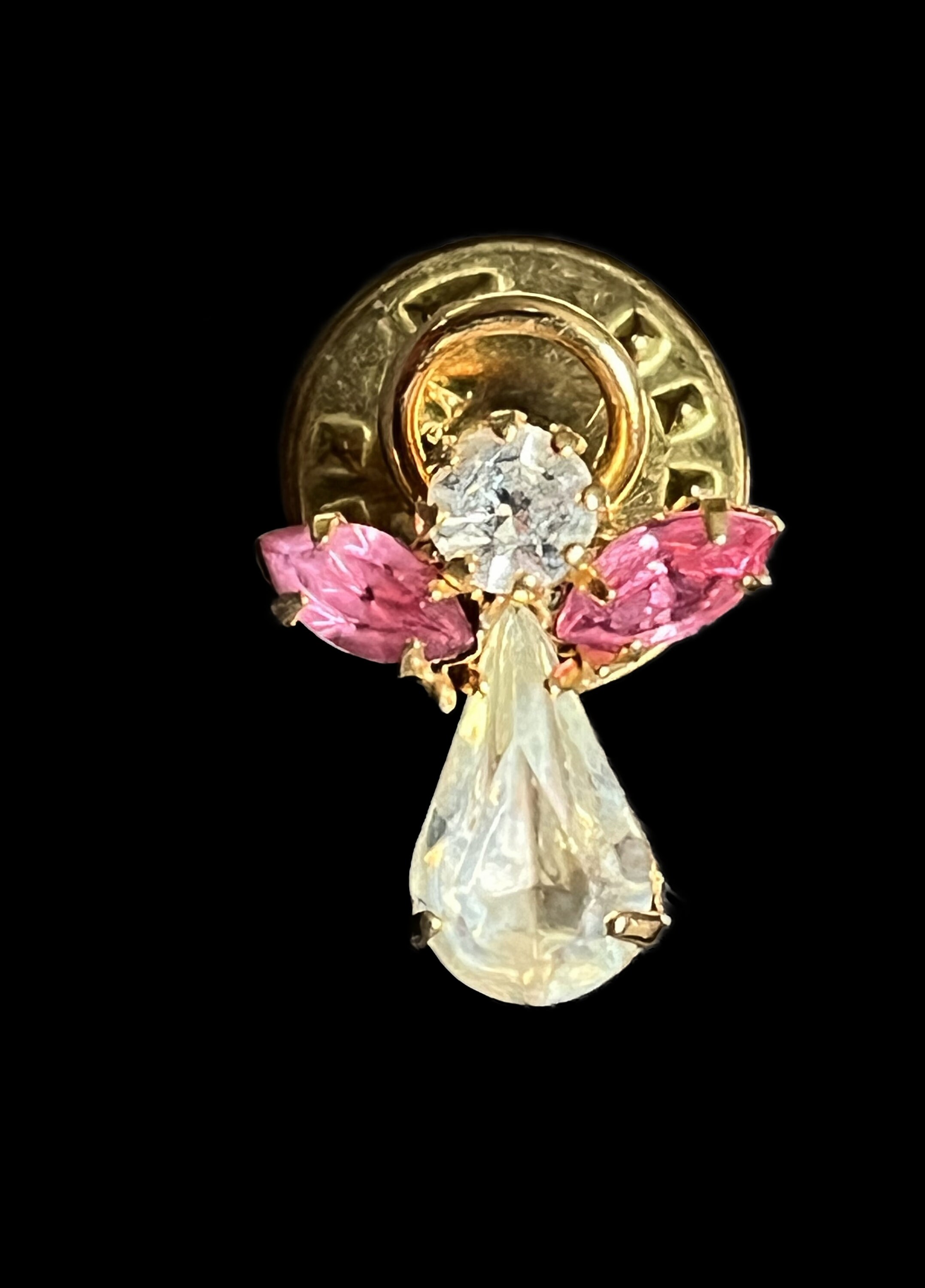 Guardian Angel Lapel Pin Pinch Back Pin gold Halo, Crystal Head and ...