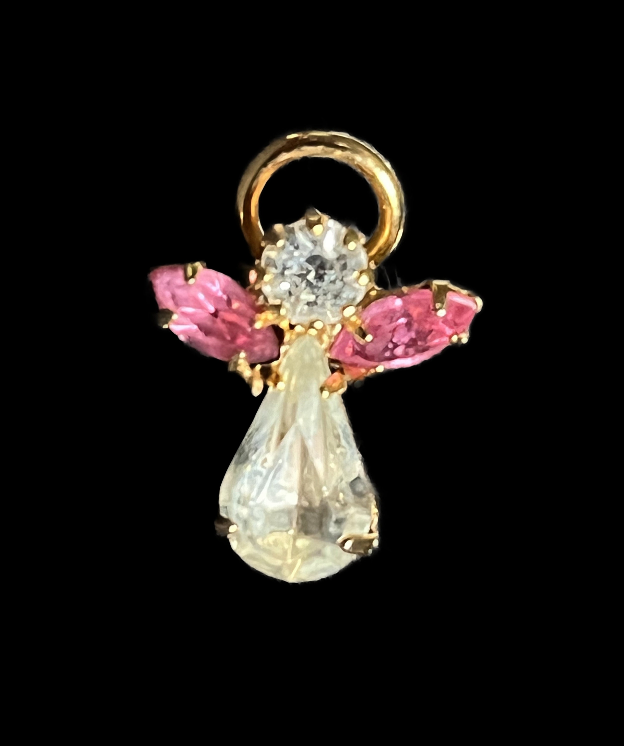 Guardian Angel Lapel Pin Pinch Back Pin gold Halo, Crystal Head and ...