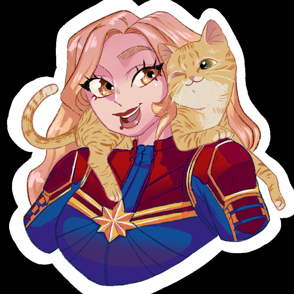 Captain Marvel & Goose Sticker - Etsy