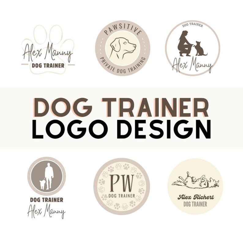 6 Dog Trainer LOGO Template Canva Editable Professional Customizable ...