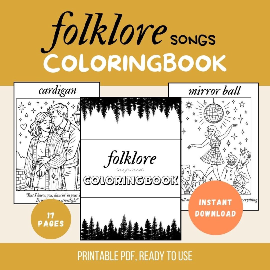 Taylor Swift Folklore Inspired Coloring Book – Printable Download ...
