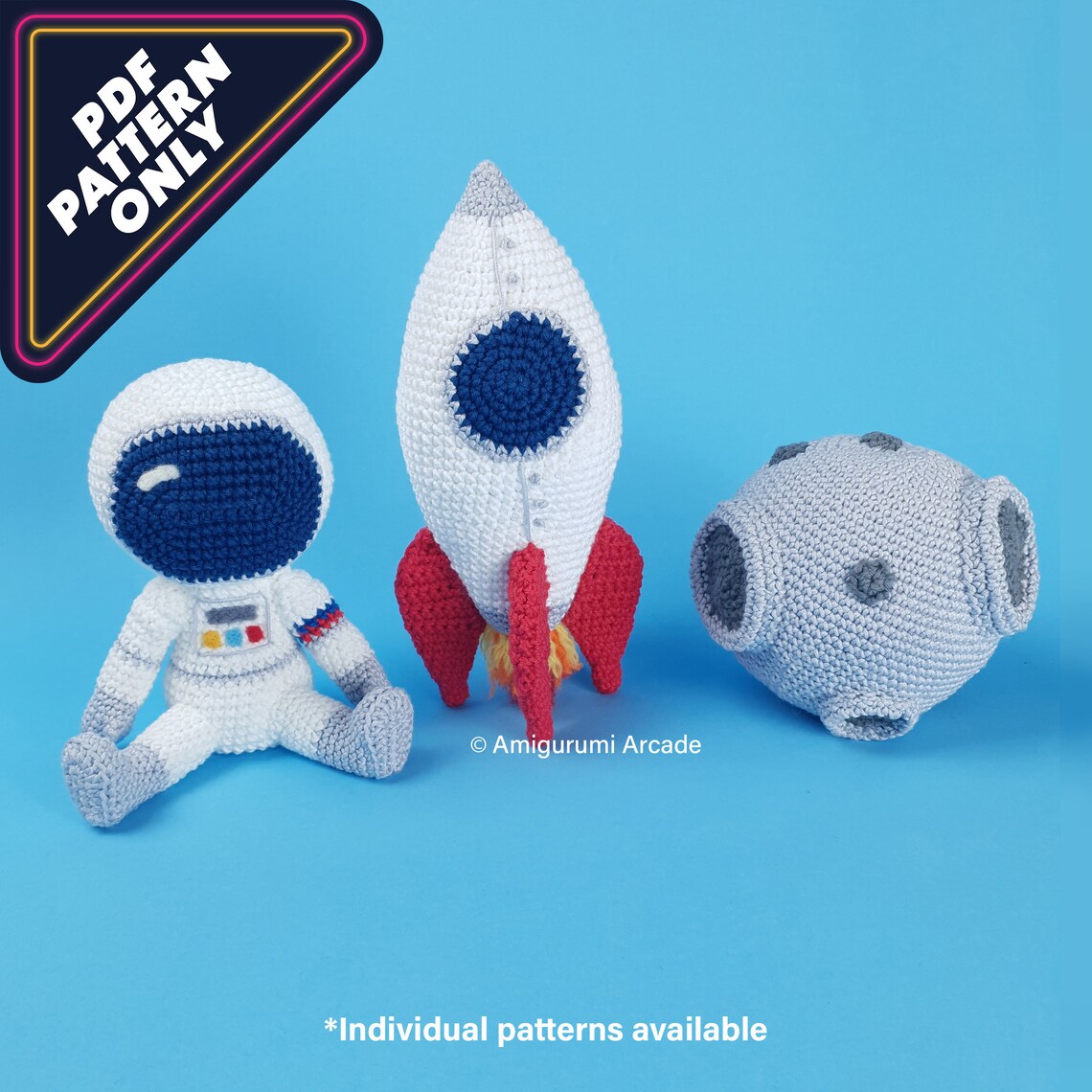 Astronaut Moon and Rocket Space Series Crochet Pattern - Etsy