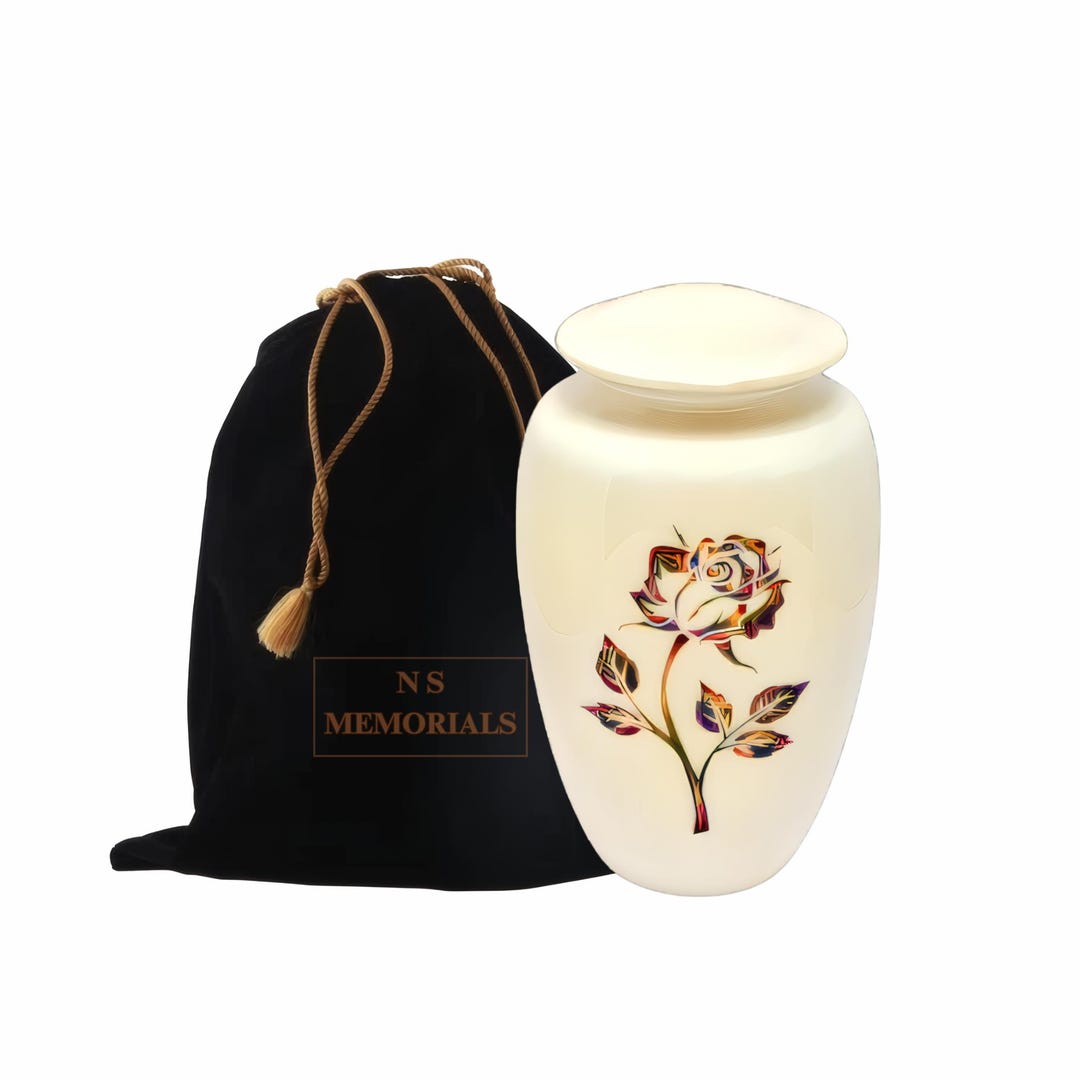 Ivory Rose Cremation Urn for Adult Ashes – Timeless Decorative Memorial ...
