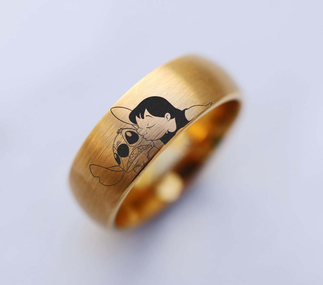 Disney Lilo and Stitch Kiss Anniversary Wedding Ring, Lilo Stitch ...