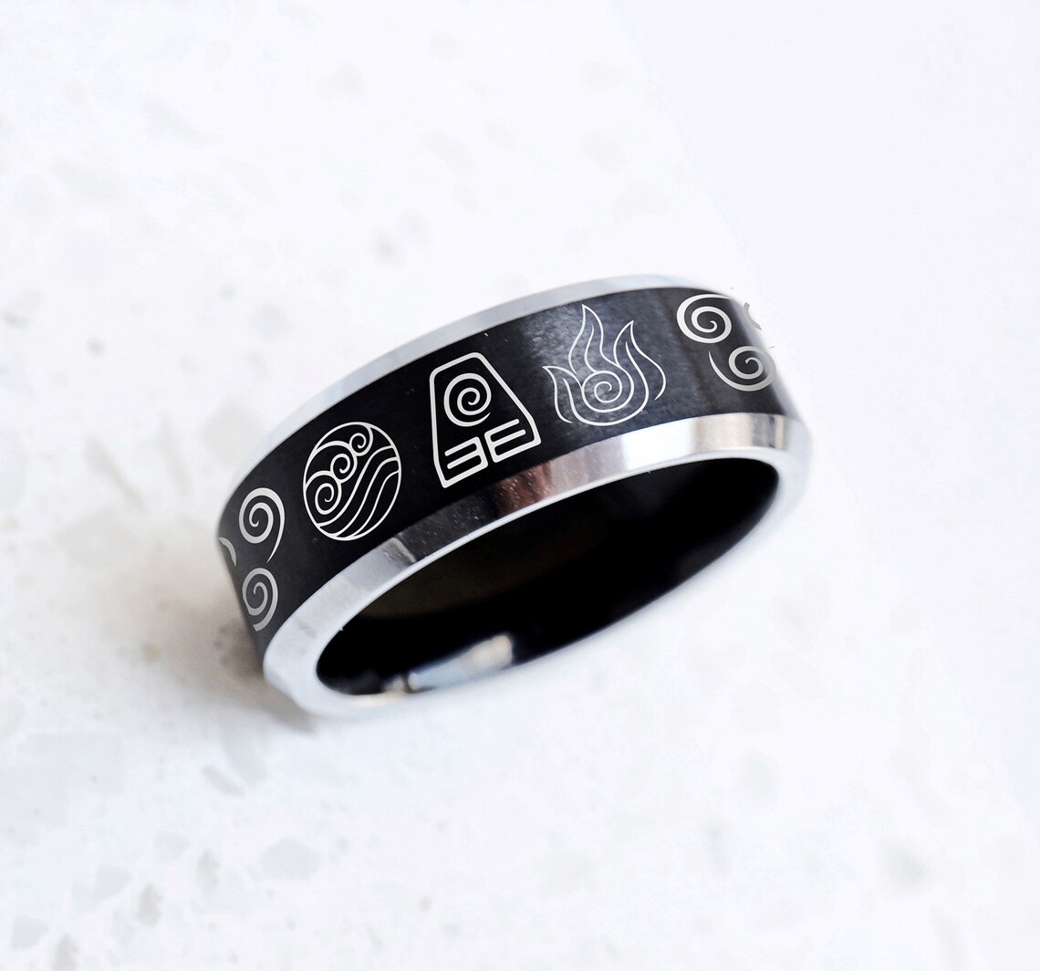 Avatar: the Last Airbender 4 Elements Ring Fire Water Earth | Etsy