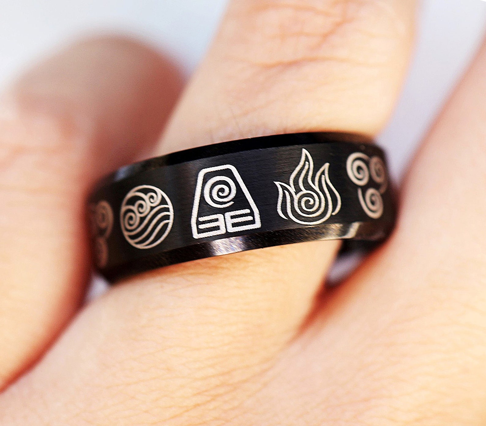 Avatar: the Last Airbender 4 Elements Ring Fire Water Earth | Etsy