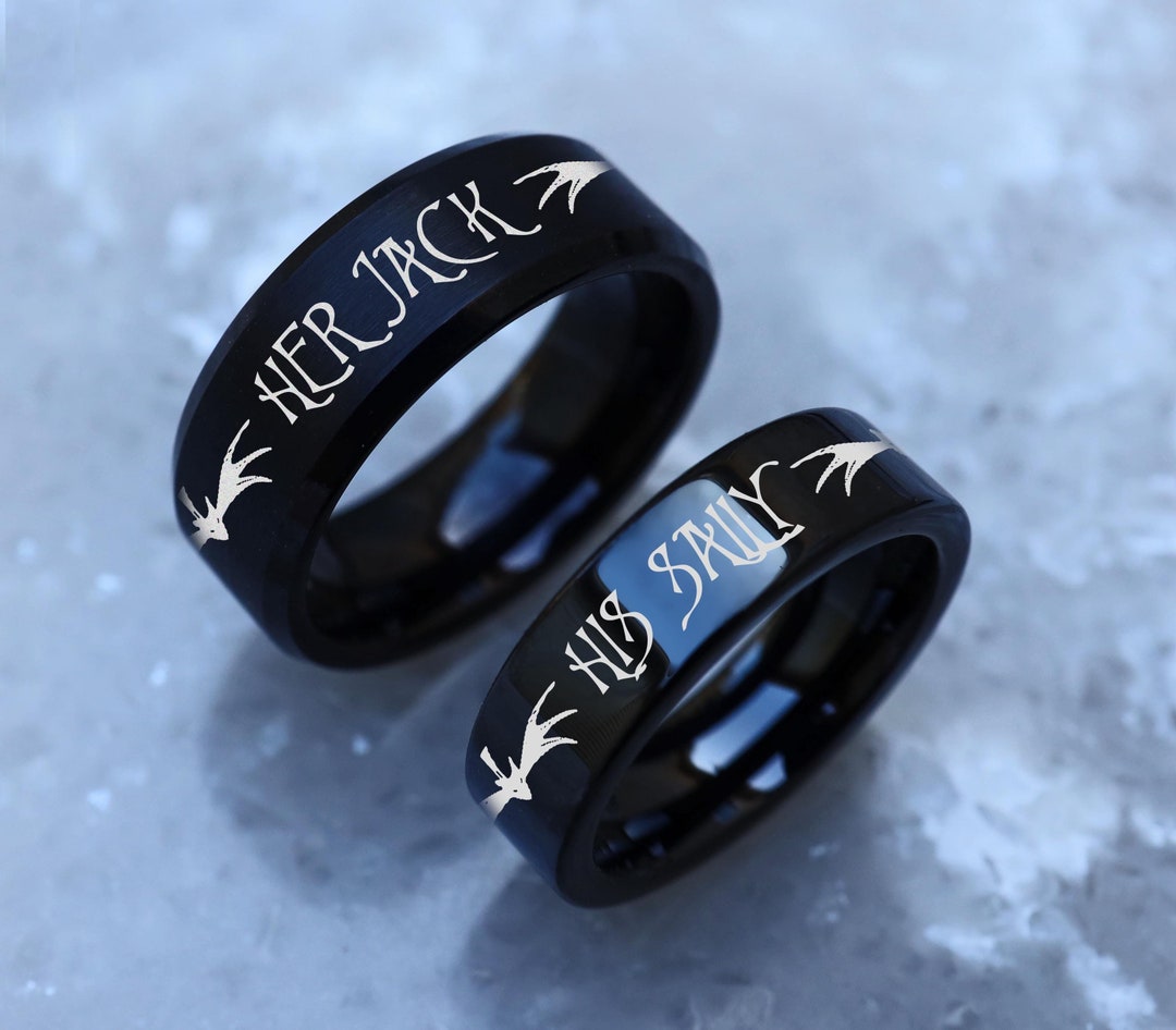 Her Jack His Sally Ring, Disney Jack Ring Halloween Engraved Ring ...