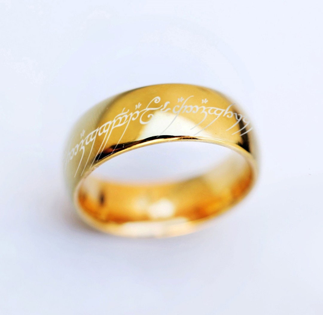 Light Engraved Elvish Script Ring, Elvish Ring, Elvish Language Band ...