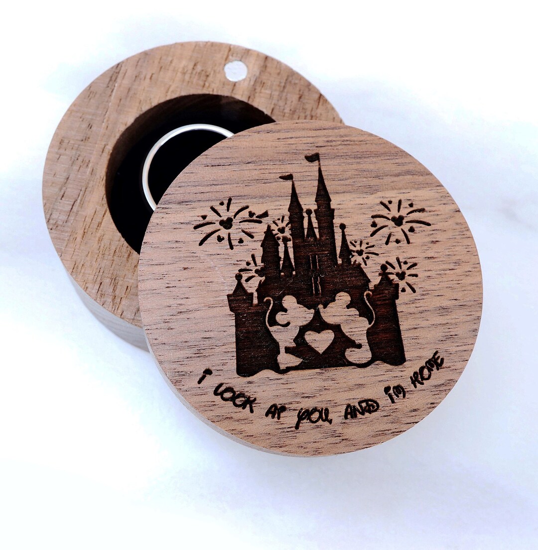 Disney Wedding Ring Box, Mickey and Minnie Mouse Engagement Wood Ring ...