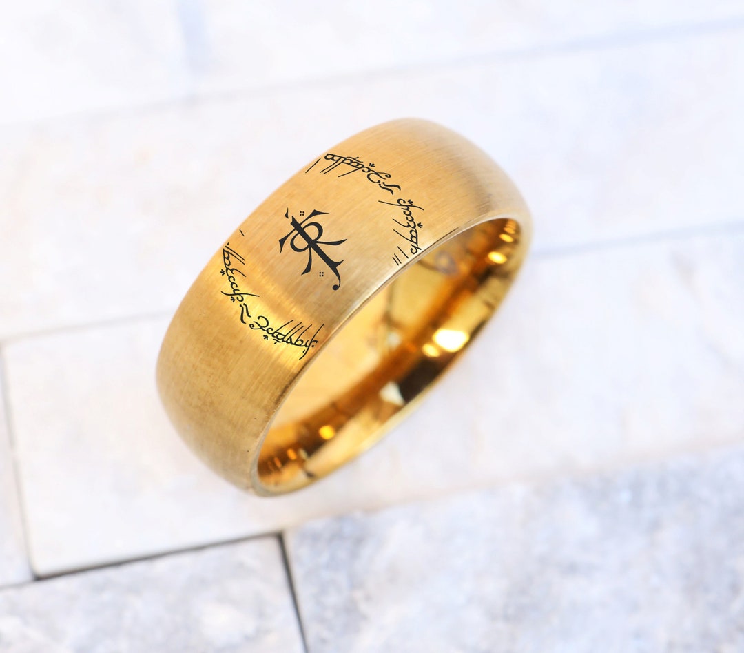 Light Engraved Elvish Script Ring Elvish Ring Elvish - Etsy