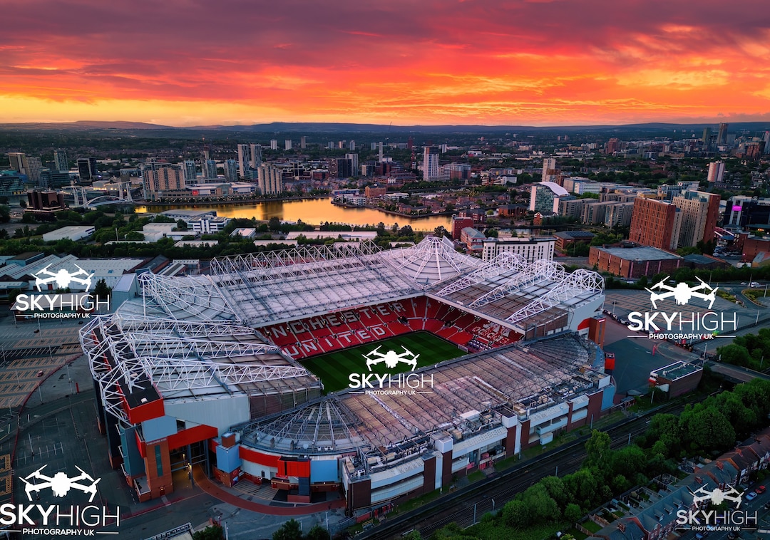 Old Trafford Stadium Sunset,manchester United Stadium Print,old ...