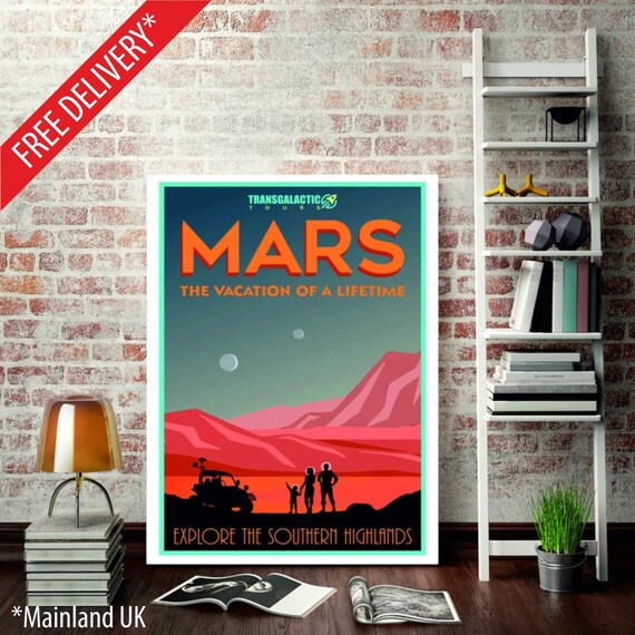 Retro Style Original Space Travel Poster Mars A1/A2/A3 - Etsy