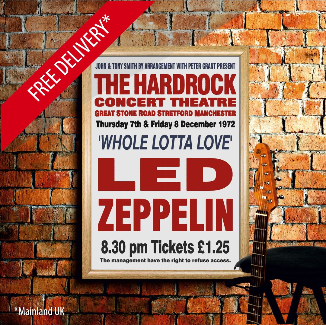 Led Zeppelin 1972, Classic Concert Poster, A1, A2, A3, Sizes, Retro ...