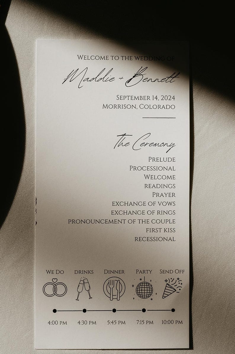Modern Wedding Program Template, Edit Yourself With Canva, 4x8" Sizing ...