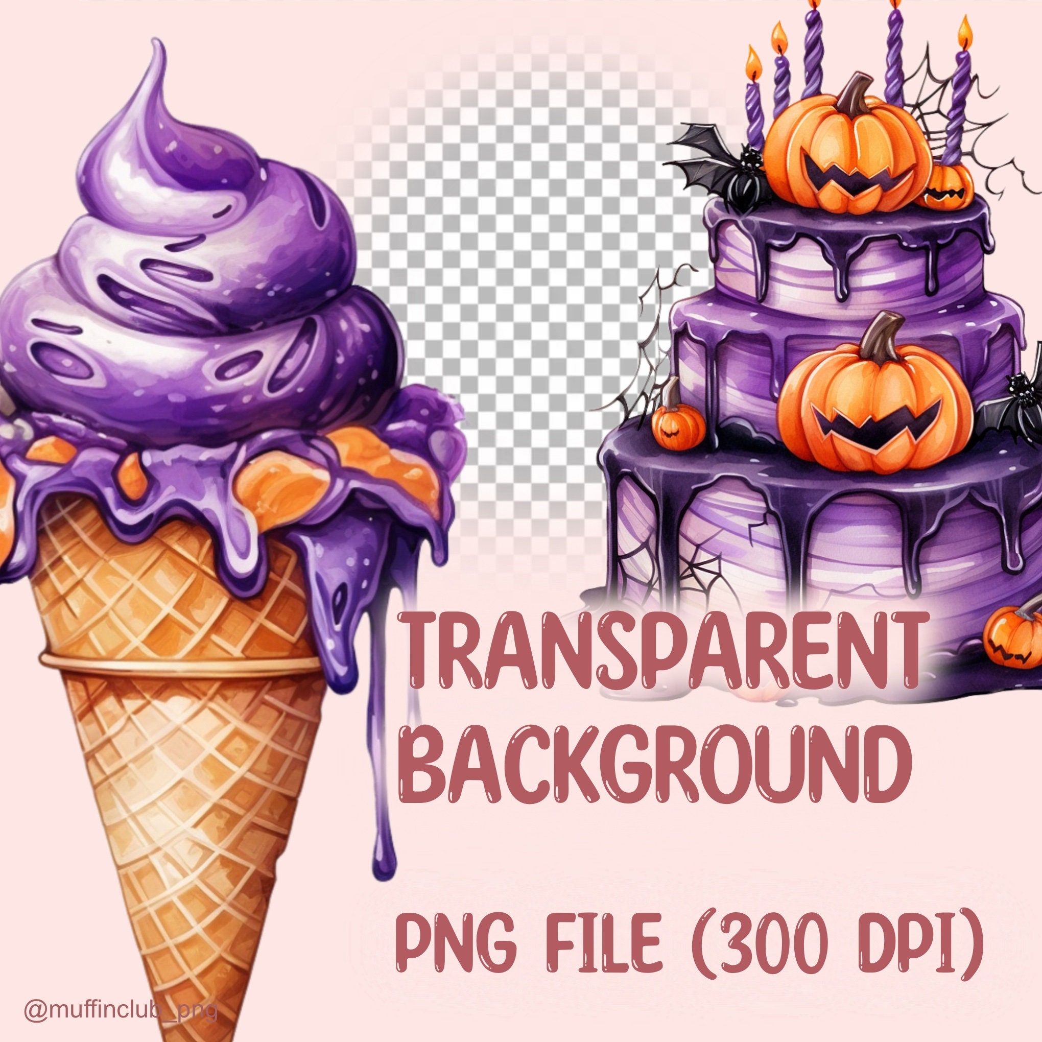 Halloween Sweets Pumpkin Clipart, Watercolor Halloween Cupcake Clipart ...