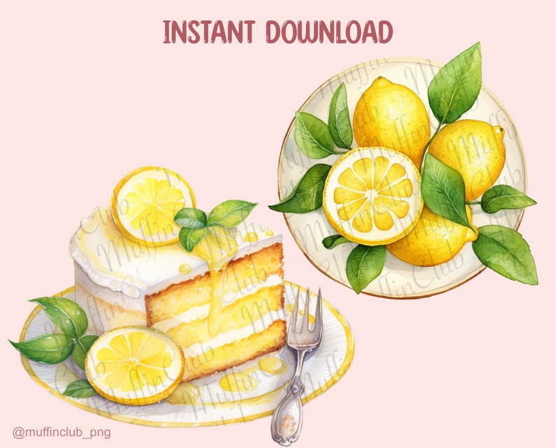 Watercolour Lemon Food Clipart Yellow Fruits PNG Digital - Etsy