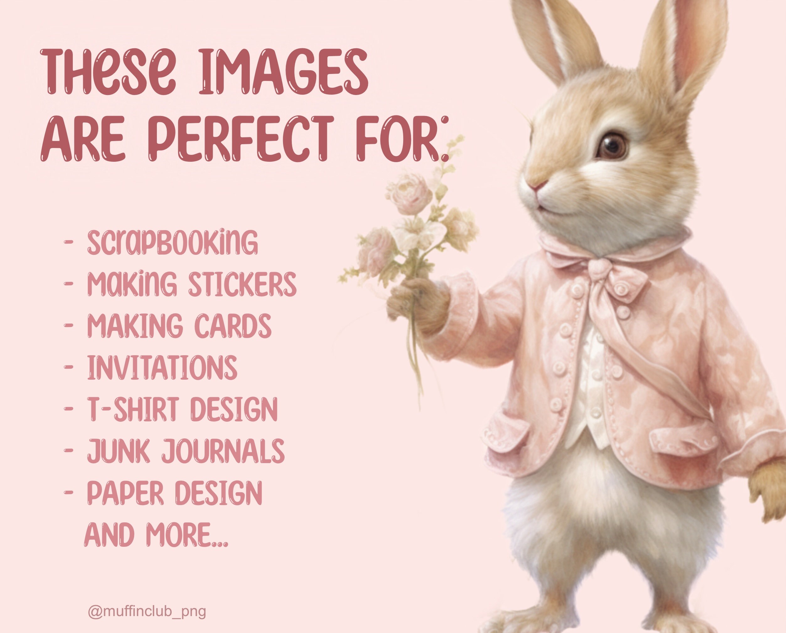 Watercolour Pink Rabbits Clipart, Fairytale Bunny PNG Digital Image ...