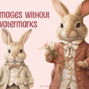 Watercolour Rabbits in Clothes Clipart, Animal Digital Prints, PNG ...