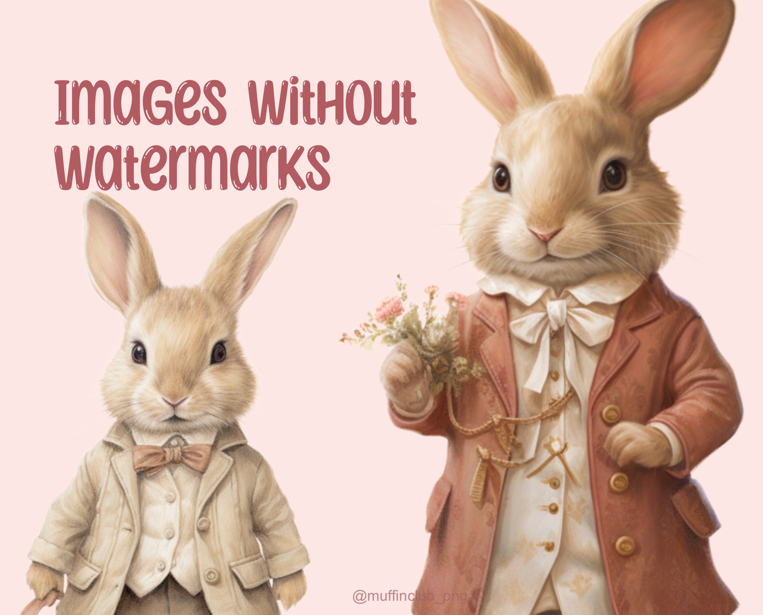 Watercolour Rabbits in Clothes Clipart, Animal Digital Prints, PNG ...