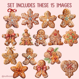 Gingerbread Christmas Watercolour Clipart. Christmas Cookie PNG Digital ...