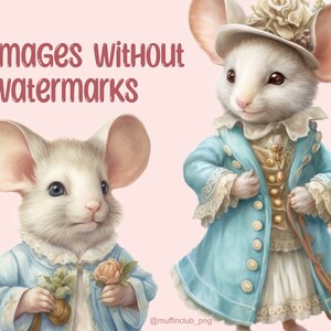 Watercolour Little Blue Mouse Clipart - Fairytale Mice PNG Digital ...